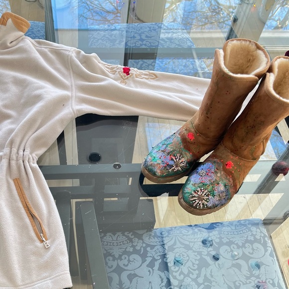 UGG | Shoes | Ugg Brown Custom Designed Painted Sequin Winter Boots ...